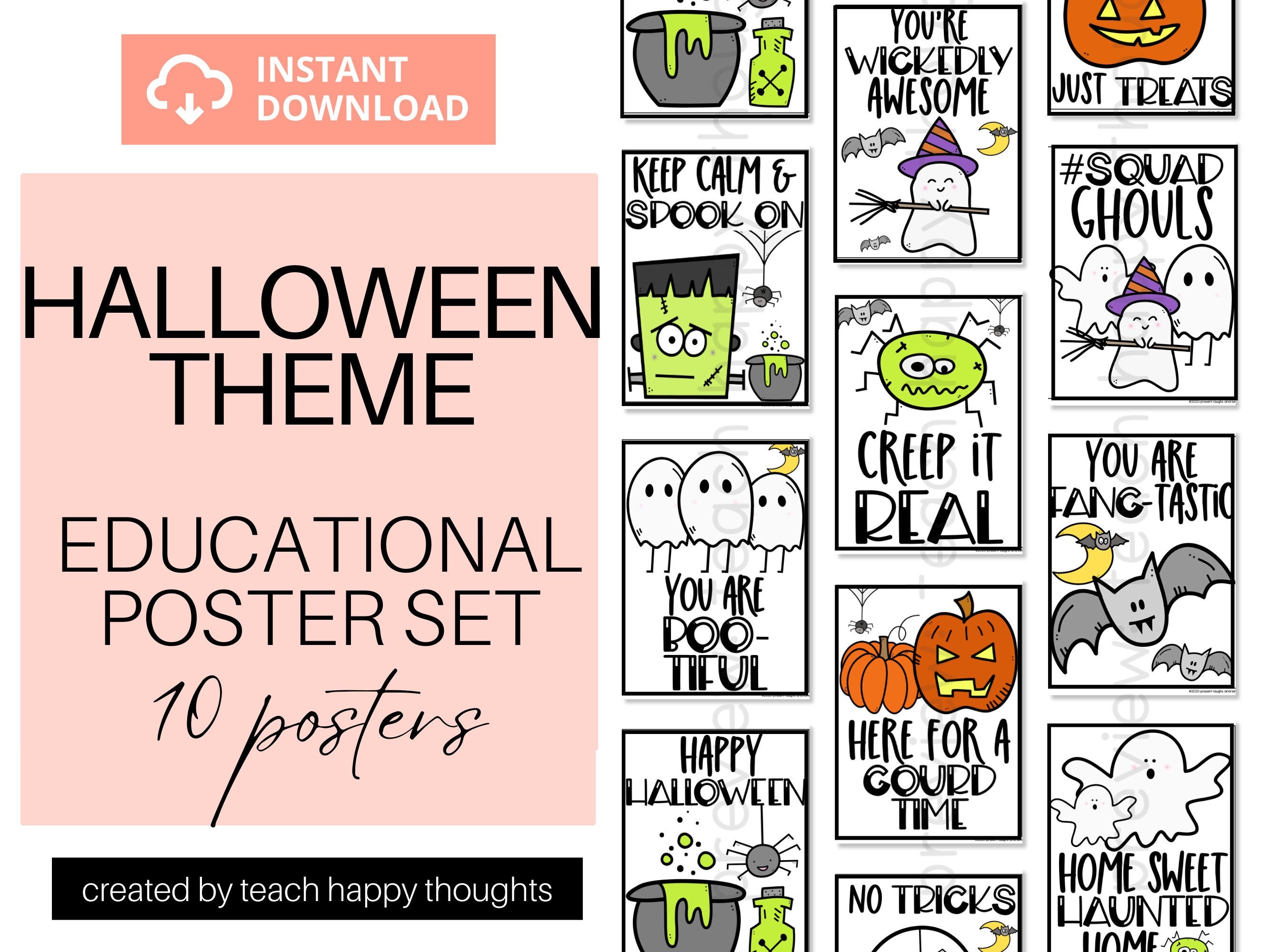 10 HALLOWEEN POSTERS | Classroom School Class Poster Set | HALLOWEEN ...