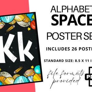 Space Themed Poster Set ALPHABET LETTER POSTERS Banner Planet Space ...