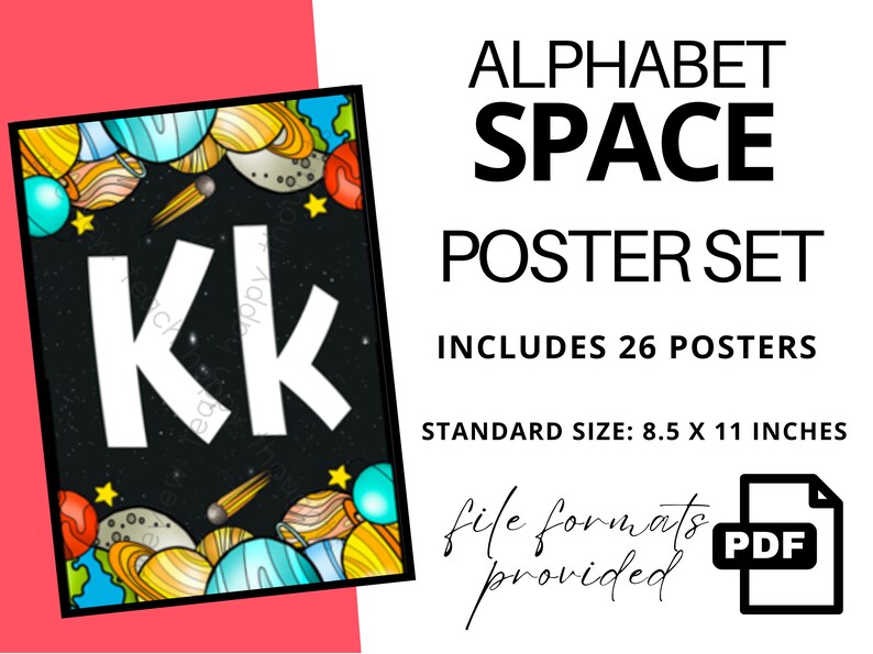 Space Themed Poster Set ALPHABET LETTER POSTERS Banner Planet Space ...