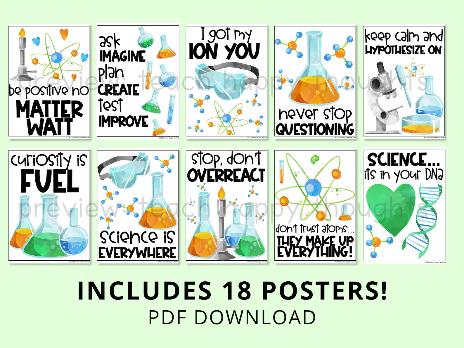 18 Science CLASSROOM POSTERS | Puns & Quotes | Positive Environment ...