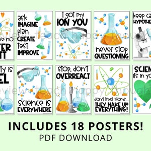 18 Science CLASSROOM POSTERS | Puns & Quotes | Positive Environment ...