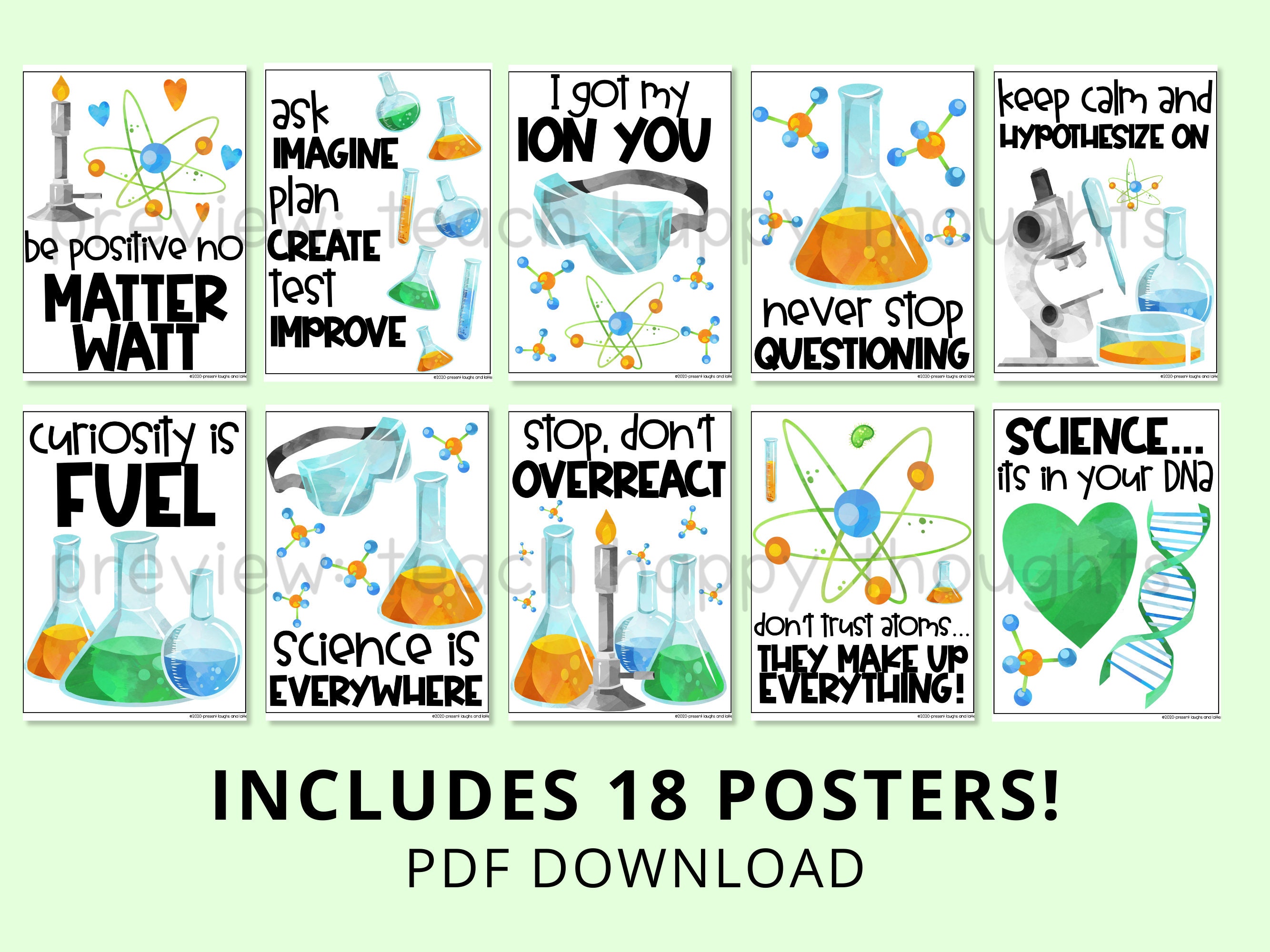 18 Science CLASSROOM POSTERS | Puns & Quotes | Positive Environment ...