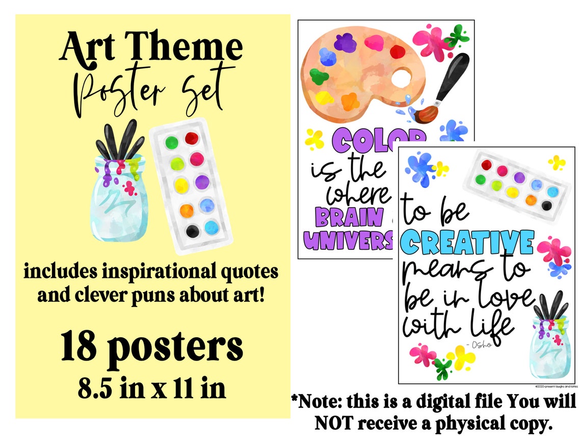 18 ART Teacher CLASSROOM POSTERS Poster Set Art Painting - Etsy