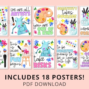 18 ART Teacher CLASSROOM POSTERS Poster Set | Art Painting Drawing ...