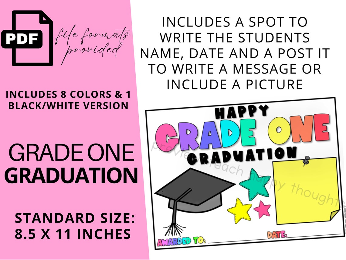 9 GRADE ONE Graduation Certificates Diplomas Awards | End of Year Party ...