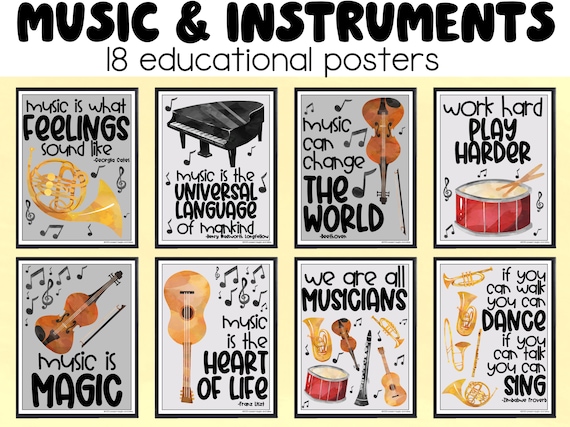 18 MUSIC Instruments CLASSROOM POSTERS Poster Set Positive - Etsy