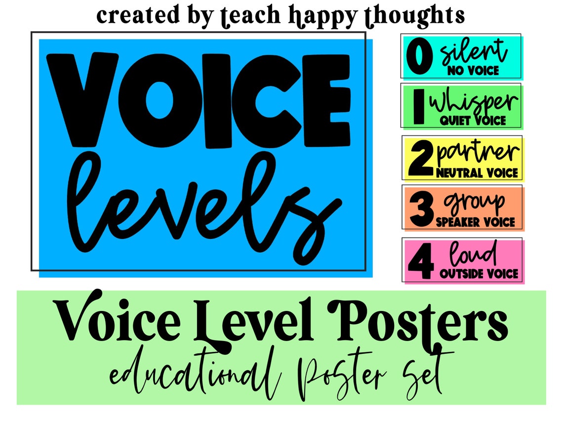 Voice / Noise Levels Signs for Classroom Management Brights - Etsy