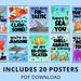 OCEAN SEA Puns Quotes Poster Set Posters Inspirational Positive ...