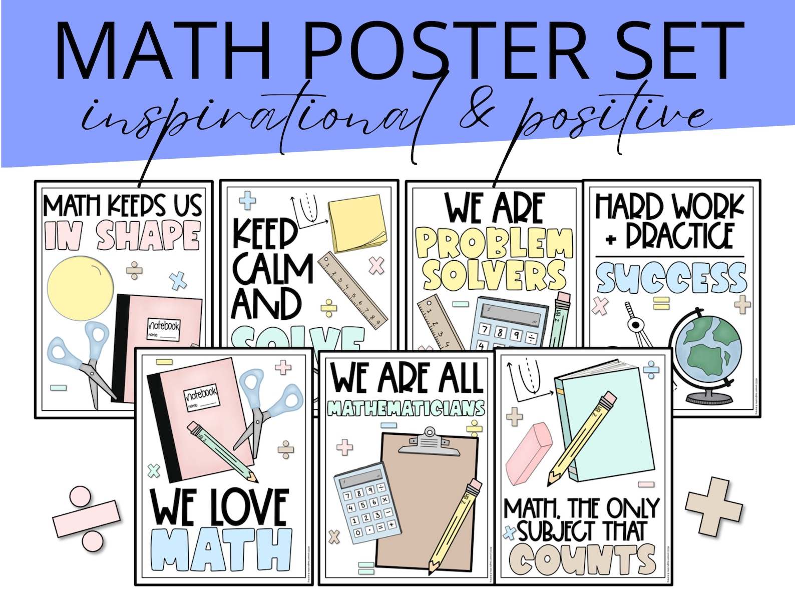 18 MATHS CLASSROOM POSTERS | Math Teacher Class Classroom Decor ...