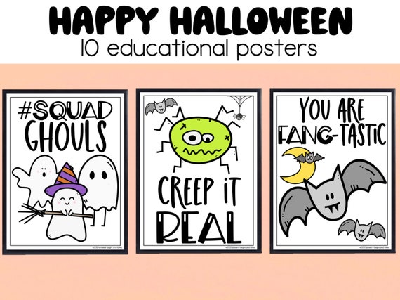 10 HALLOWEEN POSTERS Classroom School Class Poster Set - Etsy