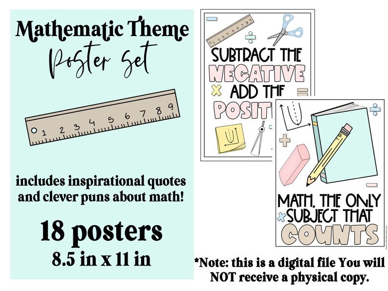 18 MATHS CLASSROOM POSTERS Math Teacher Class Classroom - Etsy