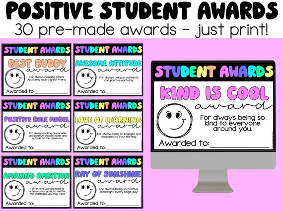 Bright and Positive & Kind Awards for Students/children End - Etsy