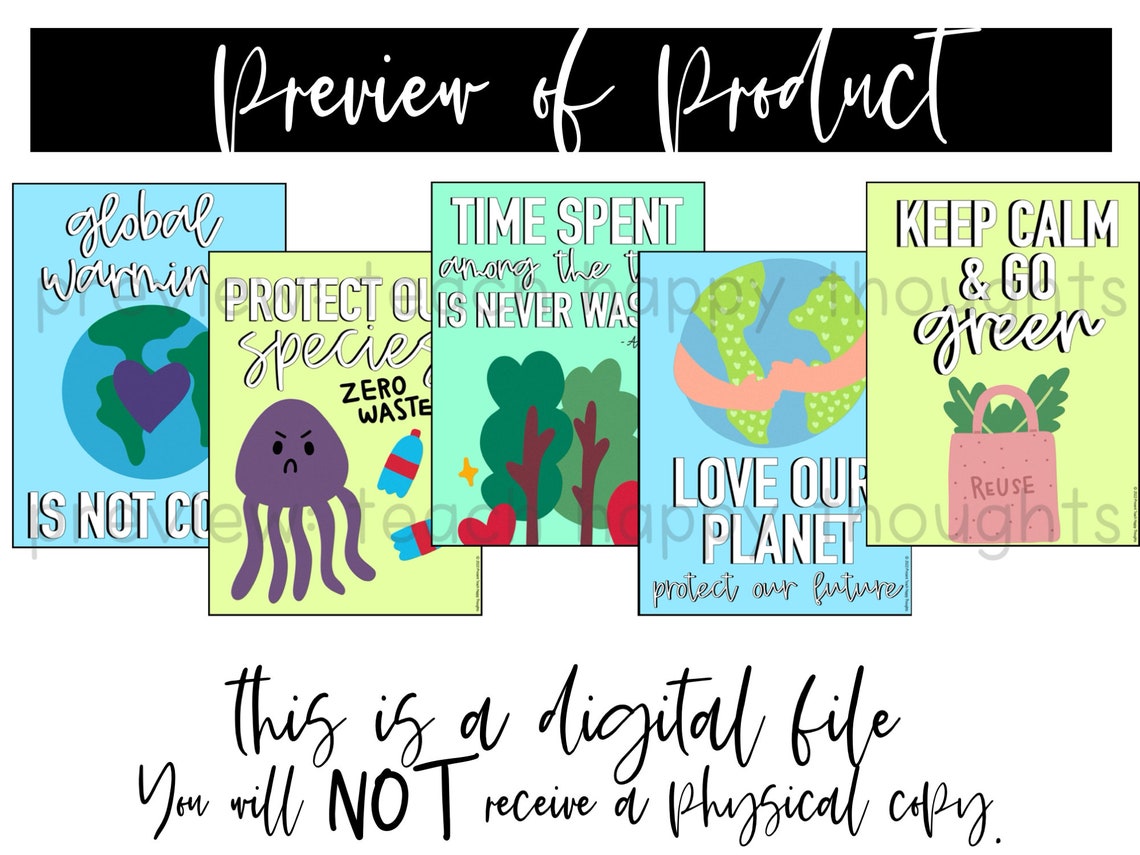 EARTH DAY POSTERS Environment Climate 20 Class School Poster - Etsy