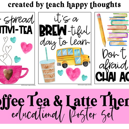 18 Coffee & Tea CLASSROOM POSTERS Learning Reading - Etsy