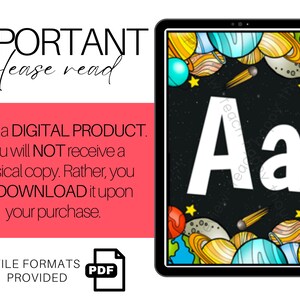 Space Themed Poster Set ALPHABET LETTER POSTERS Banner Planet Space ...