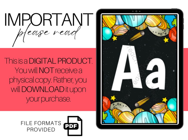 Space Themed Poster Set ALPHABET LETTER POSTERS Banner Planet Space ...