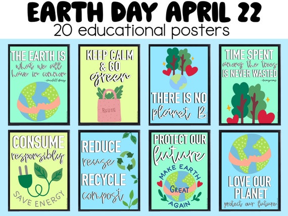 EARTH DAY POSTERS Environment Climate 20 Class School Poster | Etsy