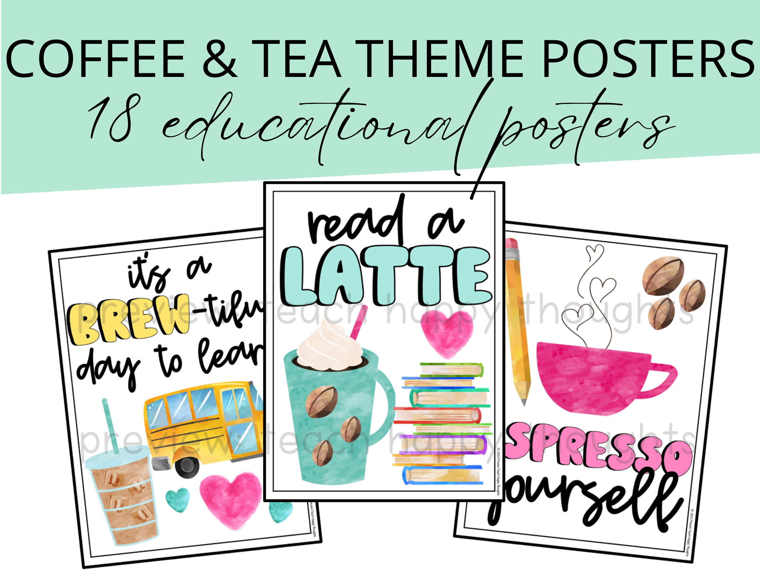 18 Coffee & Tea CLASSROOM POSTERS | Learning, Reading, Positive ...
