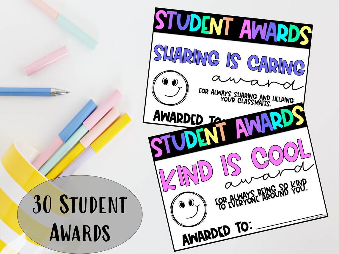 Bright and Positive & Kind Awards for Students/Children End | Etsy
