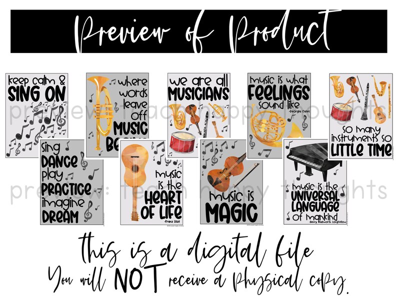 18 MUSIC Instruments CLASSROOM POSTERS Poster Set Positive - Etsy