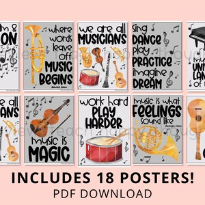 18 MUSIC Instruments CLASSROOM POSTERS Poster Set | Positive Puns ...