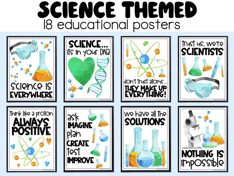 18 Science CLASSROOM POSTERS Puns & Quotes Positive - Etsy