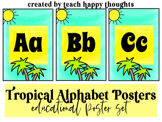 Tropical Sunshine Palm ALPHABET LETTER POSTERS 26 Clipart - Etsy
