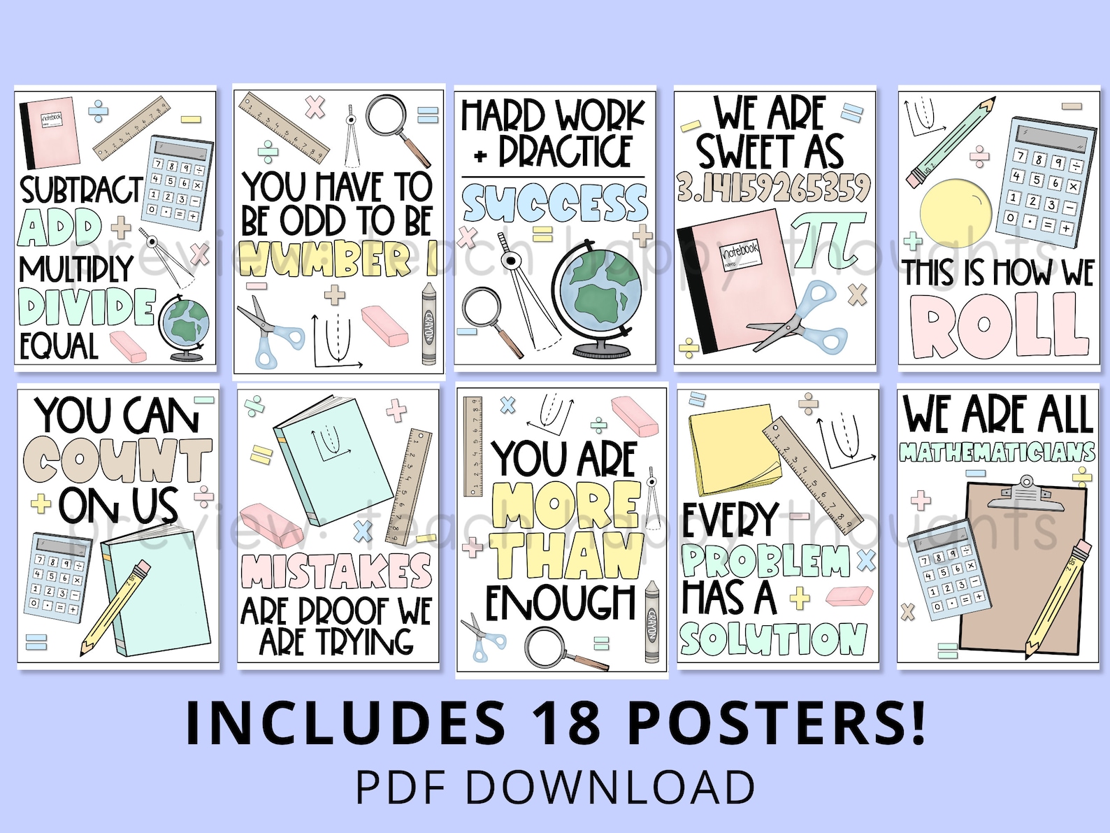 18 MATHS CLASSROOM POSTERS | Math Teacher Class Classroom Decor ...