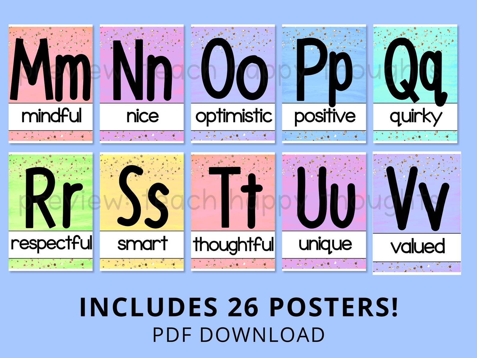 Positive Affirmation ALPHABET Posters With WORD WALL Circles ...