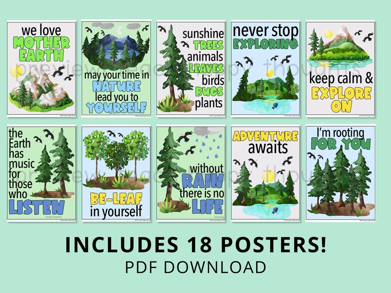 18 NATURE Outdoor Education CLASSROOM POSTERS | Positive Inspirational ...