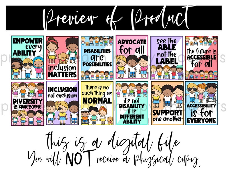 DISABILITIES & INCLUSIVITY Poster Set Posters Accepting - Etsy