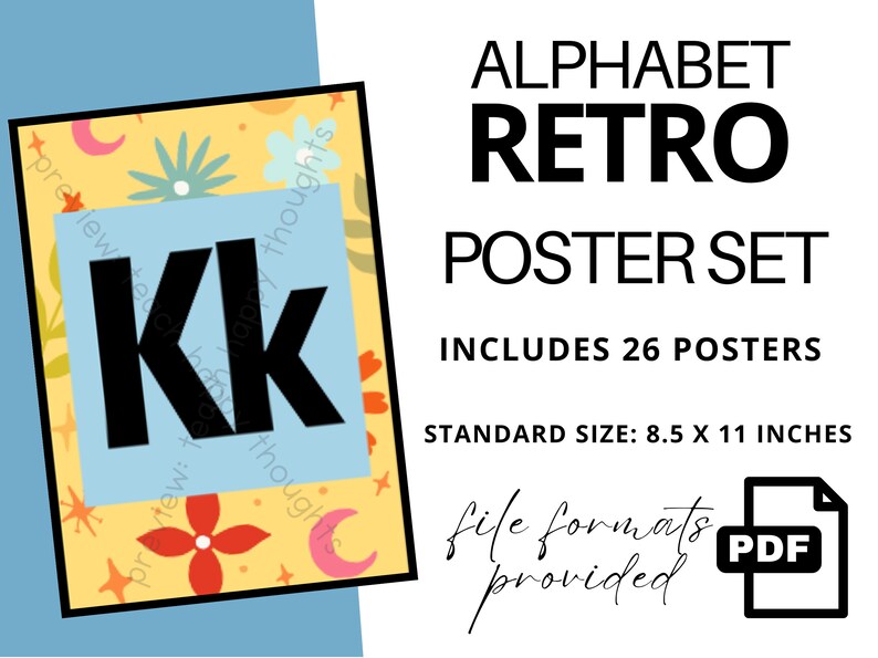 Retro Groovy Vintage Whimsical ALPHABET LETTER POSTERS 26 - Etsy