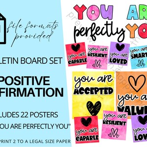 POSITIVE AFFIRMATION Bright Color Poster Bulletin Board Set | 22 ...