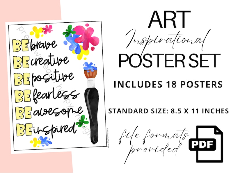 18 ART Teacher CLASSROOM POSTERS Poster Set | Art Painting Drawing ...