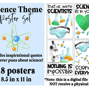18 Science CLASSROOM POSTERS Puns & Quotes Positive - Etsy