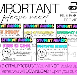 Bright and Positive & Kind Awards for Students/children | End of Year ...
