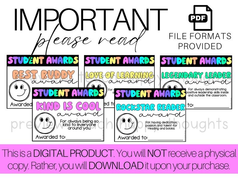 Bright and Positive & Kind Awards for Students/children | End of Year ...
