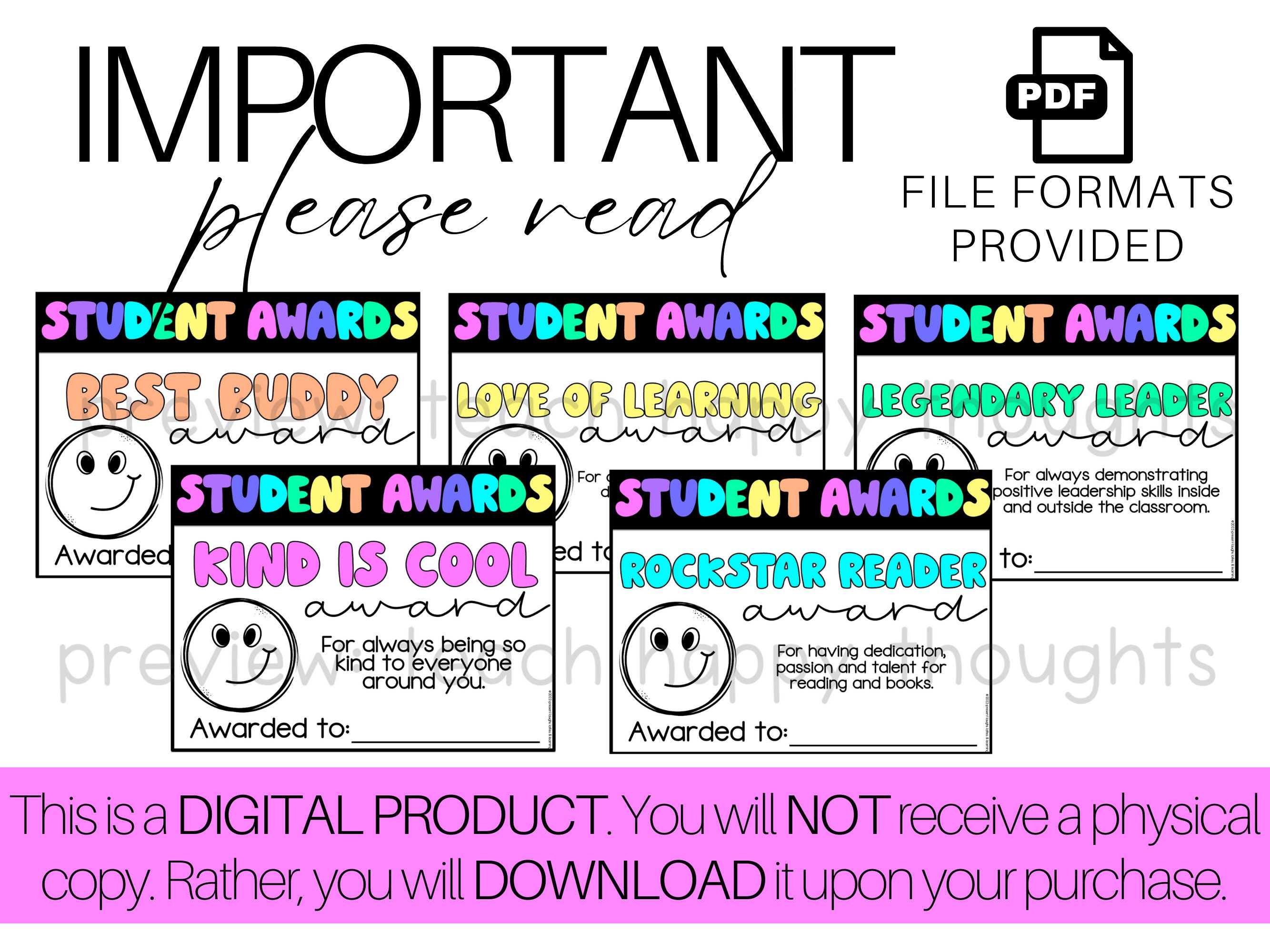 Bright and Positive & Kind Awards for Students/children | End of Year ...