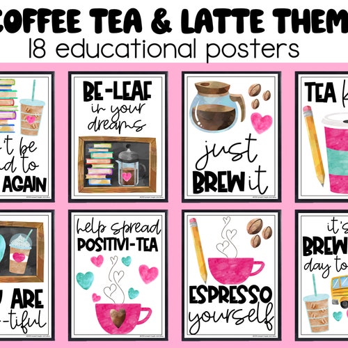 18 Coffee & Tea CLASSROOM POSTERS Learning Reading - Etsy
