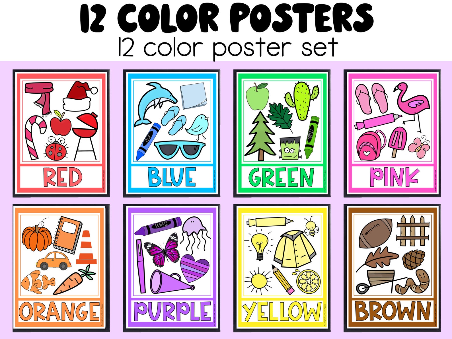 12 COLOR Classroom Poster Set 12 POSTERS Primary Secondary - Etsy