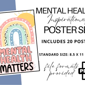 20 Inspirational Mental Health & Wellbeing Posters CLASSROOM POSTER SET ...