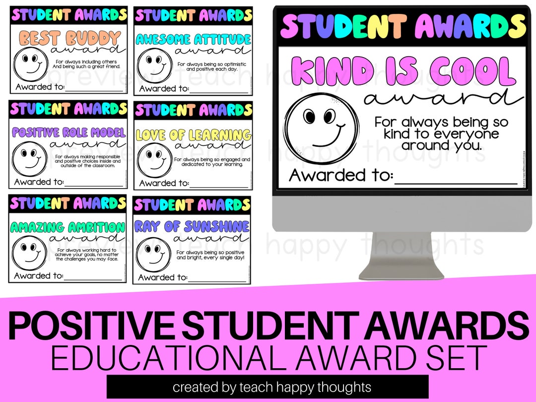 Bright and Positive & Kind Awards for Students/children | End of Year ...