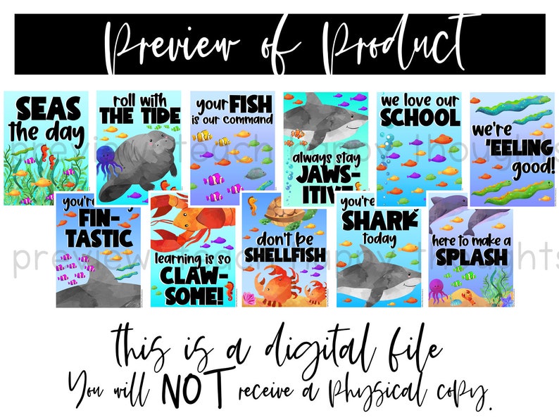 OCEAN SEA Puns Quotes Poster Set Posters Inspirational - Etsy Canada