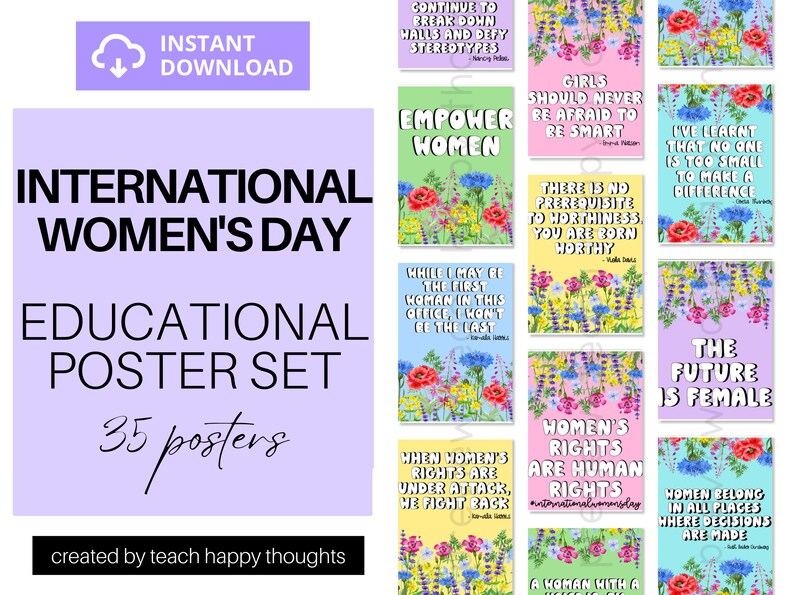 35 Classroom POSTERS Poster Set Feminism Women's Day Empowerment ...