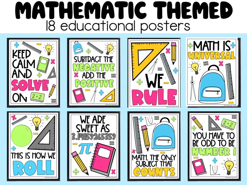 18 MATHS CLASSROOM POSTERS Math Teacher Class Classroom - Etsy