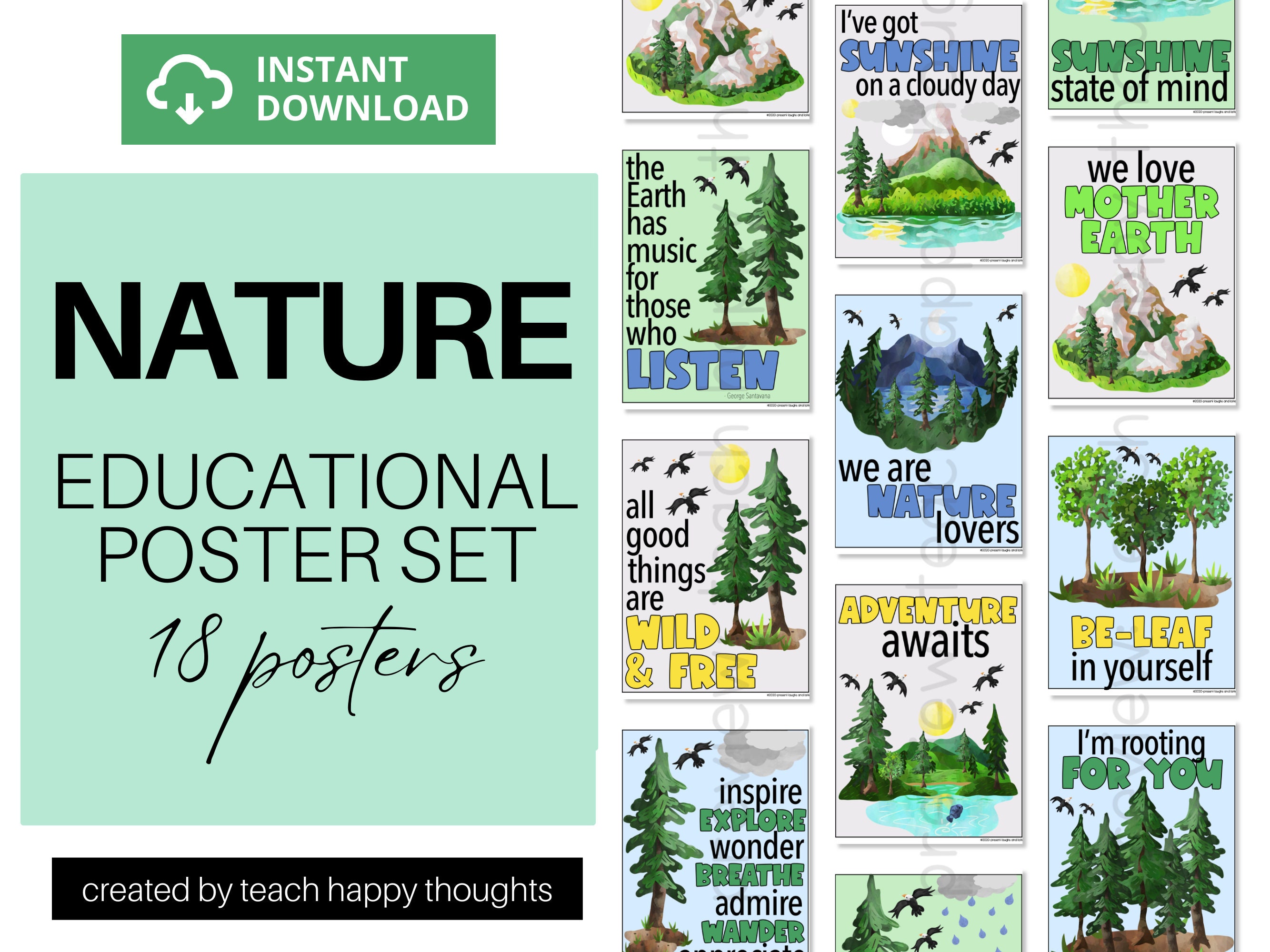 18 NATURE Outdoor Education CLASSROOM POSTERS | Positive Inspirational ...