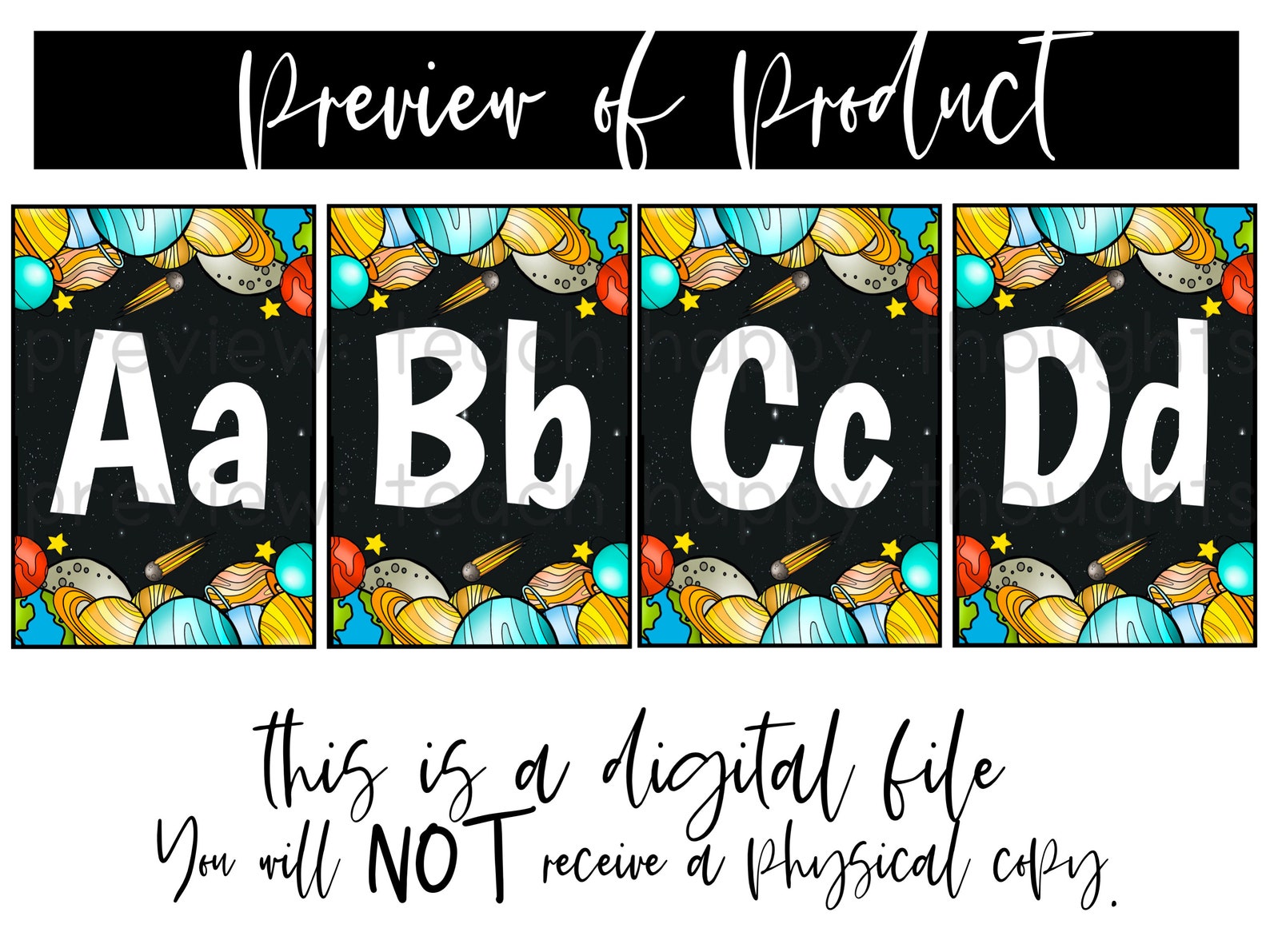 Space Themed Poster Set ALPHABET LETTER POSTERS Banner Planet - Etsy