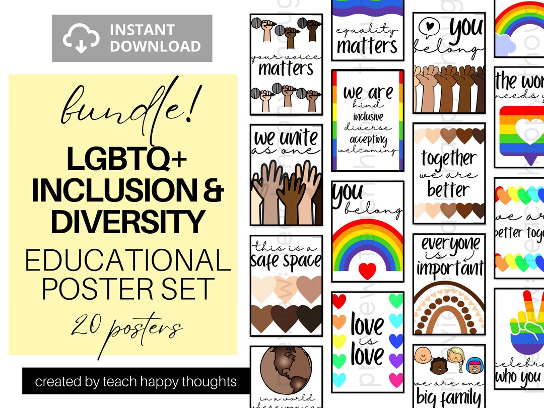 INCLUSIVE Classroom POSTER Pack Diversity & Equality LGBTQ Inclusivity ...