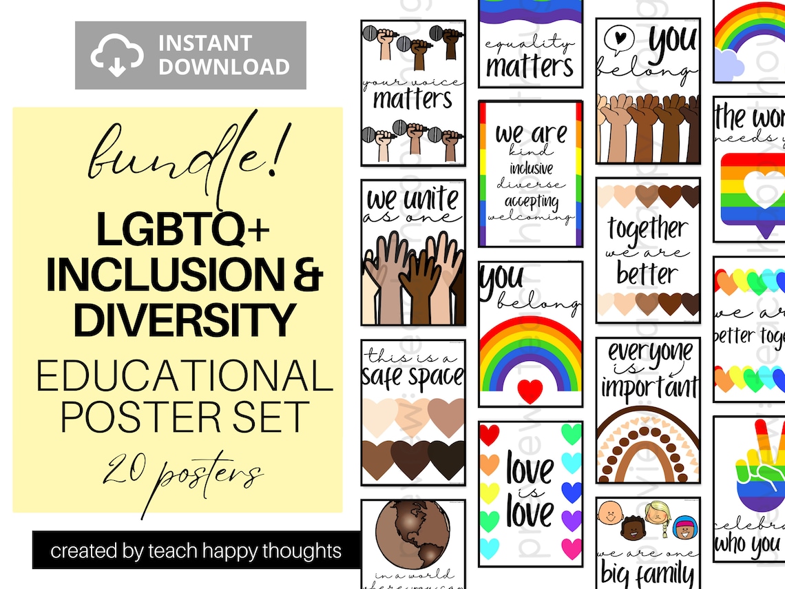 INCLUSIVE Classroom POSTER Pack Diversity & Equality LGBTQ Inclusivity ...