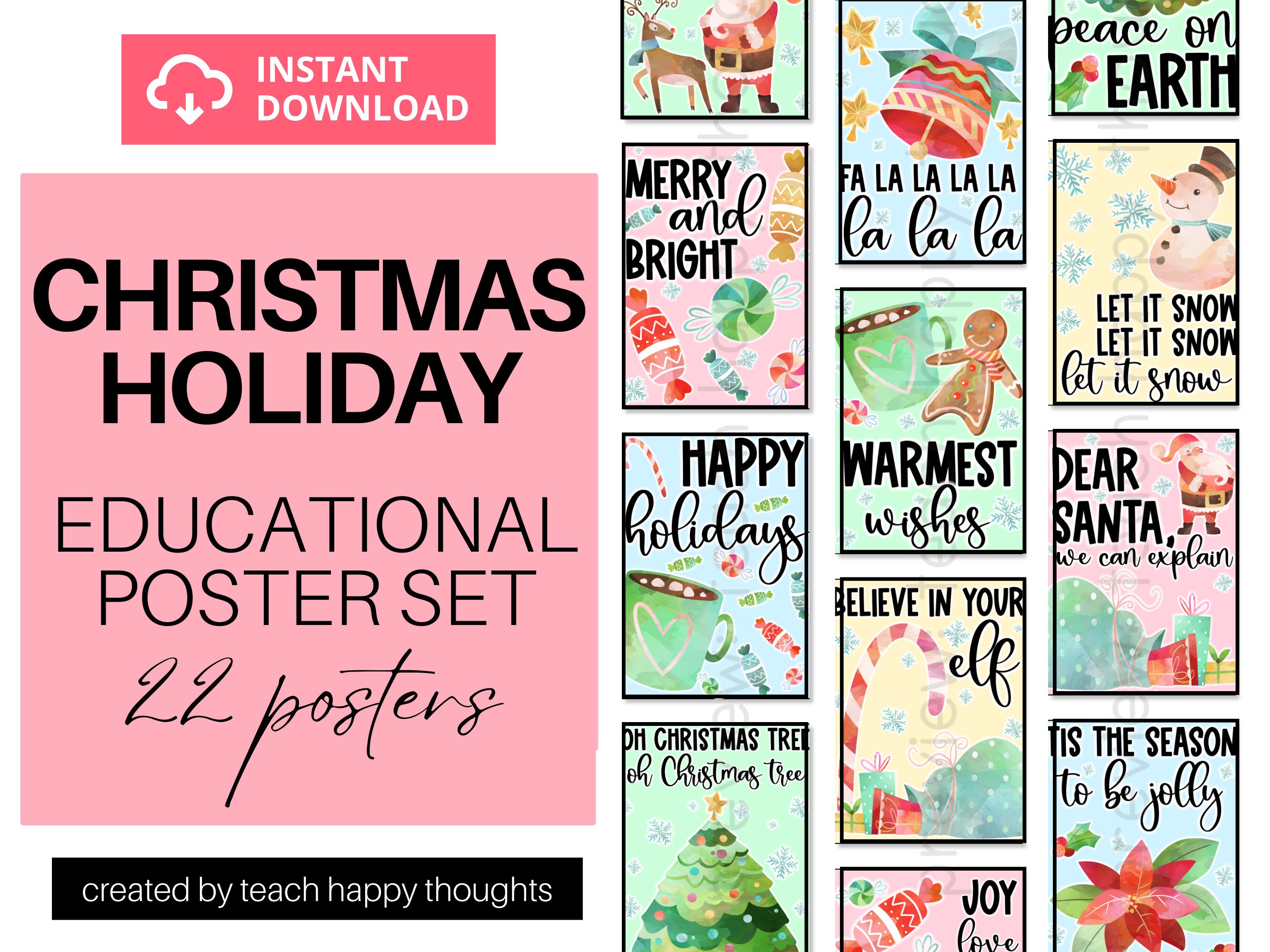 22 CHRISTMAS HOLIDAY POSTERS | Christmas Quotes, Lyrics & Puns | Santa ...